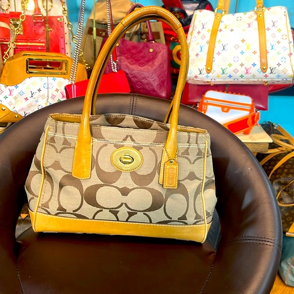 Bags | Coach Monogram Structured Shoulder | Poshmark